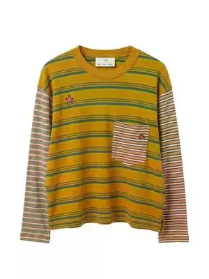 SONG FOR THE MUTE Striped Star-patch T-shirt