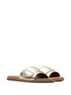Clarks Maritime Whipstitch Flat Sandals - Gold