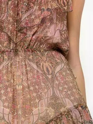 NISSA Floral Print Silk Mini Dress