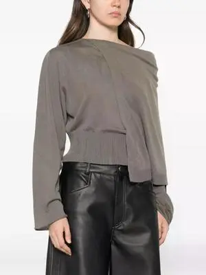 Rick Owens Asymmetric Draped Fine Knit Sweater