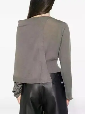 Rick Owens Asymmetric Draped Fine Knit Sweater
