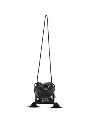 ANN DEMEULEMEESTER Small Zoi Charm-embellished Tassel-detail Bucket Bag - Black