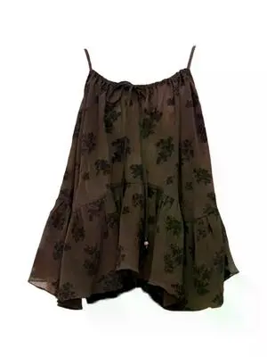 ÉPINGLER Floral-print Ruffled Blouse - Brown