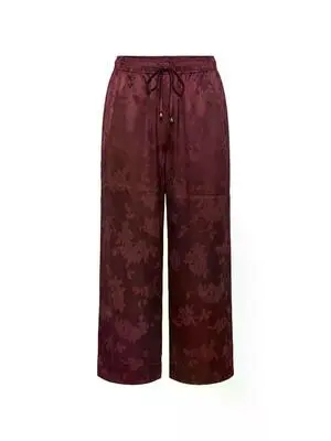 GANNI Floral-jacquard Drawstring Trousers - Red