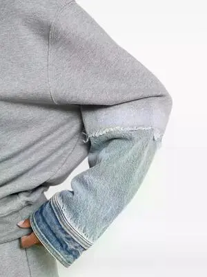 HAIKURE Denim-panelled Frayed Sweater