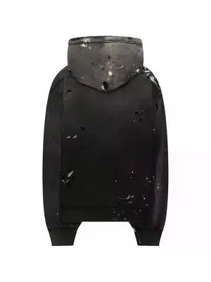 SATOSHI NAKAMOTO Distressed Paint-splatter Hoodie