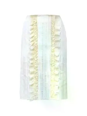 ÉPINGLER Ruffled High-waisted Midi Skirt - White