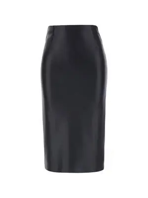 JUCCA Concealed-fastening Rear-slit Midi Skirt - Black