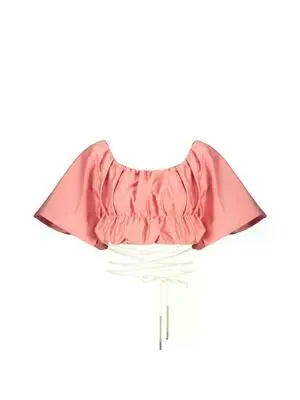 ELLERY Balloon Sleeve Cropped Top - Pink