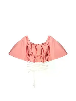ELLERY Balloon Sleeve Cropped Top
