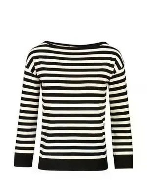 Max Mara Striped Boat-neck Sweater - Black
