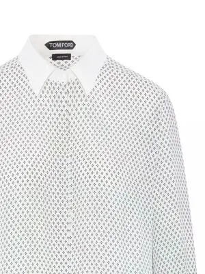 TOM FORD Geometric Print Silk Shirt - White