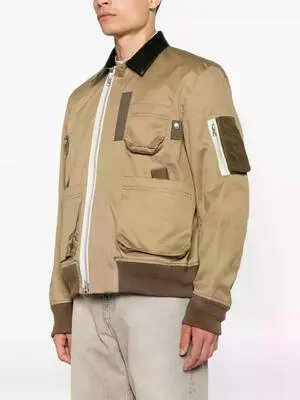 Sacai Leather-collar Panelled Jacket