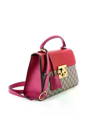 Gucci Padlock Top Handle Bag Gg Coated Canvas And Leather Small Satchel - Pink