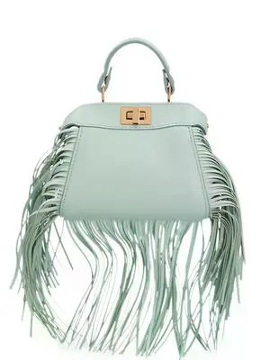 Fendi Nano Peekaboo Fringed Mini Bag - Green