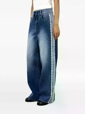 ÉPINGLER Lace-trim Wide-leg Jeans