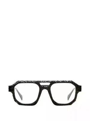 KUBORAUM Hammered-effect Geometric-frame Glasses - Black
