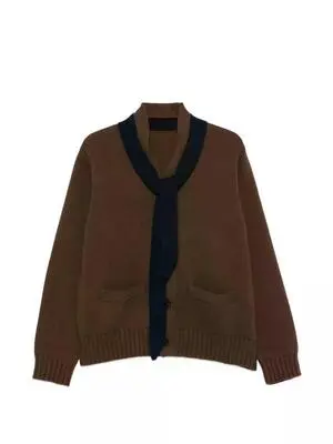 Sacai Scarf Detail Buttoned Cardigan - Brown