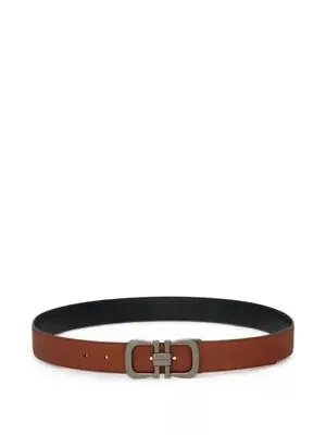 FERRAGAMO Reversible And Adjustable Gancini Belt - Brown