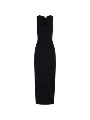 CAYET Nelly Scoop-neck Ribbed Maxi Dress - Black
