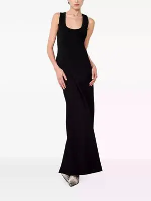 CAYET Nelly Scoop-neck Ribbed Maxi Dress - Black