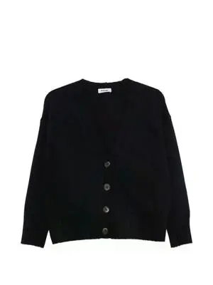 BASE V-neck Button-up Cardigan With Patch Pockets - Blue
