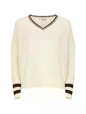 Marella V-neck Striped Trim Sweater