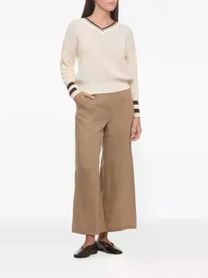 Marella V-neck Striped Trim Sweater