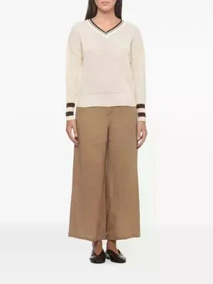 Marella V-neck Striped Trim Sweater
