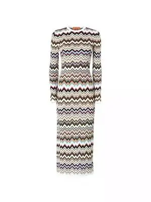 Missoni Zigzag Knit Long Sleeve Dress - White