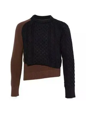 Sacai Panelled Cable-knit Sweater - Black