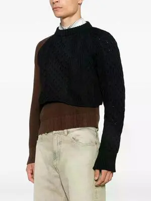 Sacai Panelled Cable-knit Sweater