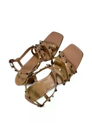 Valentino Garavani Rockstud Ankle Strap Sandals - Brown