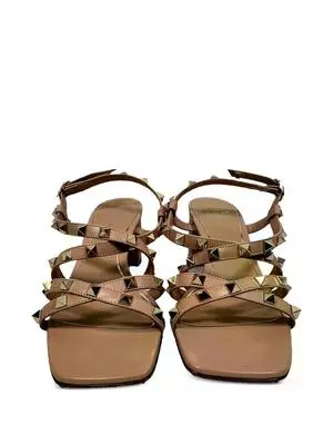 Valentino Garavani Rockstud Ankle Strap Sandals - Brown