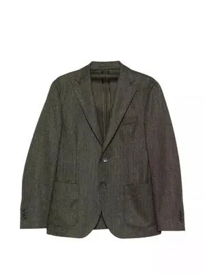 LUIGI BIANCHI Herringbone-weave Notched-lapel Blazer - Green