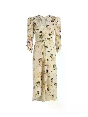 Isabel Marant Étoile Albini Floral-print Ruched Midi Dress - Neutrals
