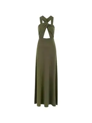 CAYET Naomi N4 Twist-detail Cutout Maxi Dress - Green