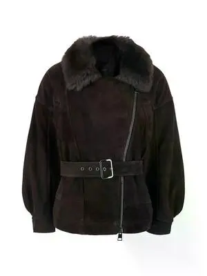 BLANCHA Suede Belted Jacket - Brown