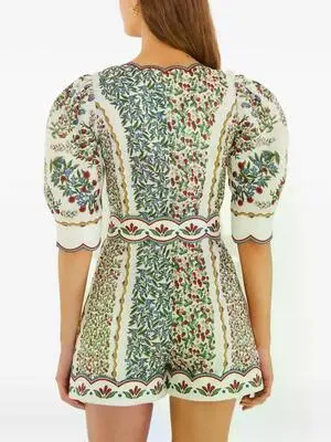Farm Rio Fruit Beauty Floral-print Scalloped-trim Playsuit