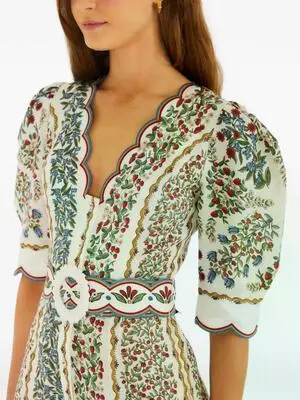 Farm Rio Fruit Beauty Floral-print Scalloped-trim Playsuit