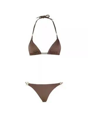 PIN-UP STARS Chain-detail Triangle Bikini - Brown