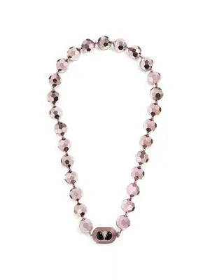 Valentino Garavani Ovalette Necklace In Resin, Enamel, Metal, And Swarovski Crystals - Pink