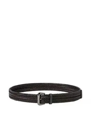 Brunello Cucinelli Stretch Braided-leather Belt With Shiny Loop - Brown