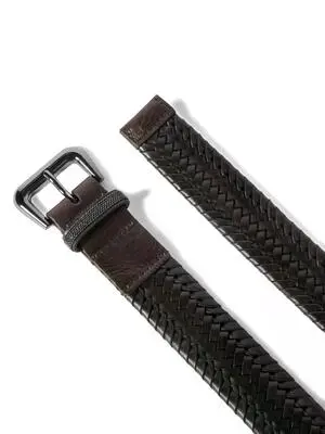 Brunello Cucinelli Stretch Braided-leather Belt With Shiny Loop