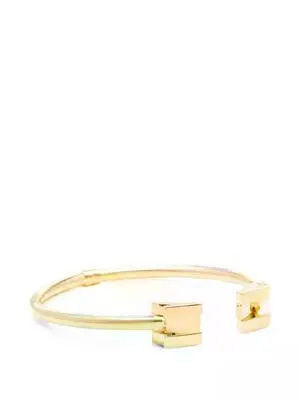 Elisabetta Franchi Golden Metal Geometric Logo Necklace - Gold