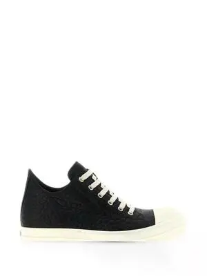 Rick Owens Crocodile-effect Leather Low-top Sneakers - Black