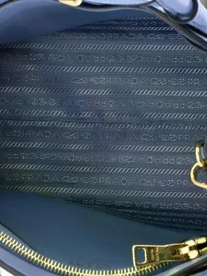 Prada Monochrome Saffiano With City Calf Small Tote Bag - Blue