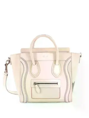 Celine Luggage Bag Smooth Leather Nano Crossbody Bag - White