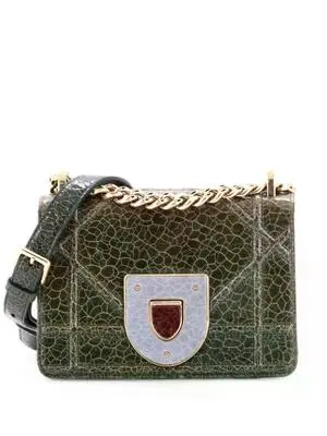 Dior Diorama Club Flap Bag Crackled Deerskin Small Shoulder Bag - Green