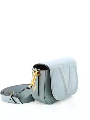 Valentino Garavani Vlogo Full Flap Leather Small Crossbody Bag - Blue